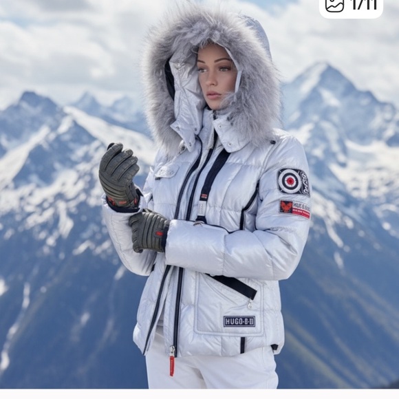 Bogner | Jackets & Coats | Bogner Silver Reflective Ski Jacket Fur ...